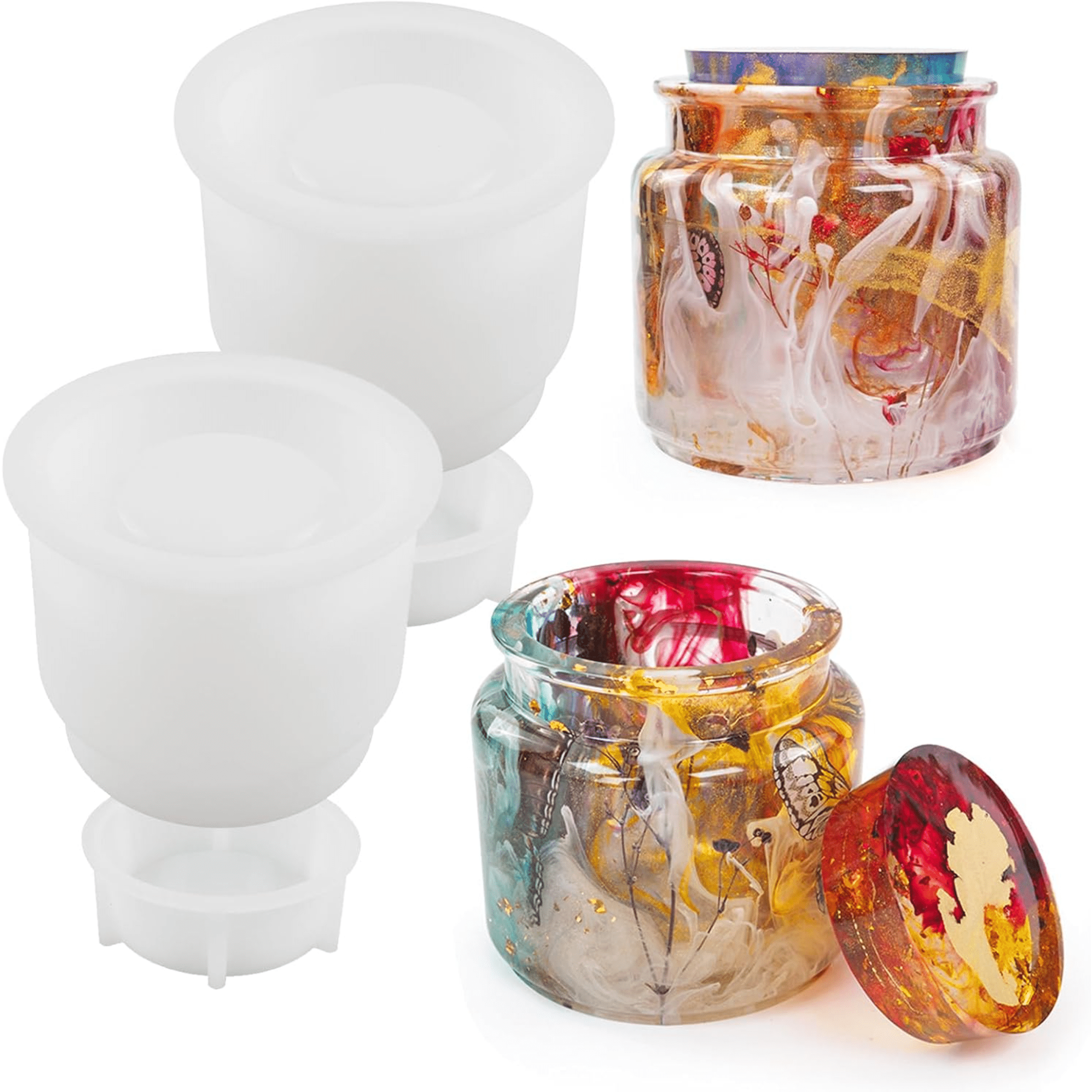 2 Pcs Jar Resin Mold Set with Lids, Silicone Storage Box Mold for ...