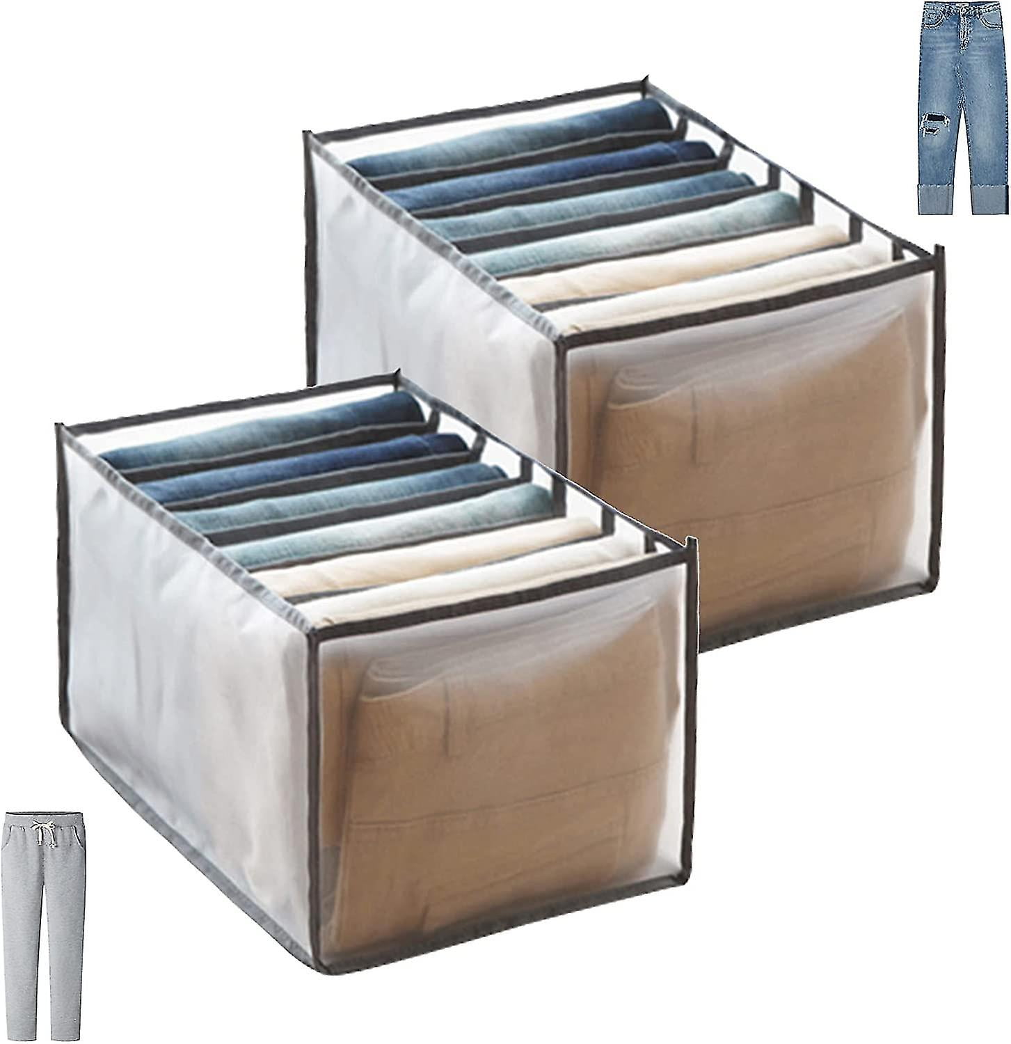2 Pcs Jeans Organizer Storage Drawer Pants Foldable Mesh Wardrobe ...
