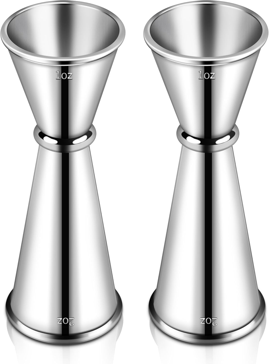 2 Pcs Jigger for Bartending, Premium 304 Stainless Steel Jigger 2 oz 1 ...