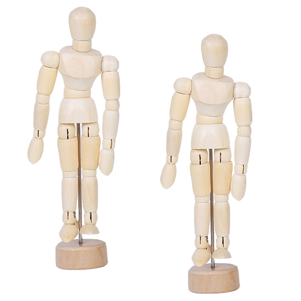 2 Pcs Joint Doll Decor Wooden Adornment Movable Joint Puppet Model ...