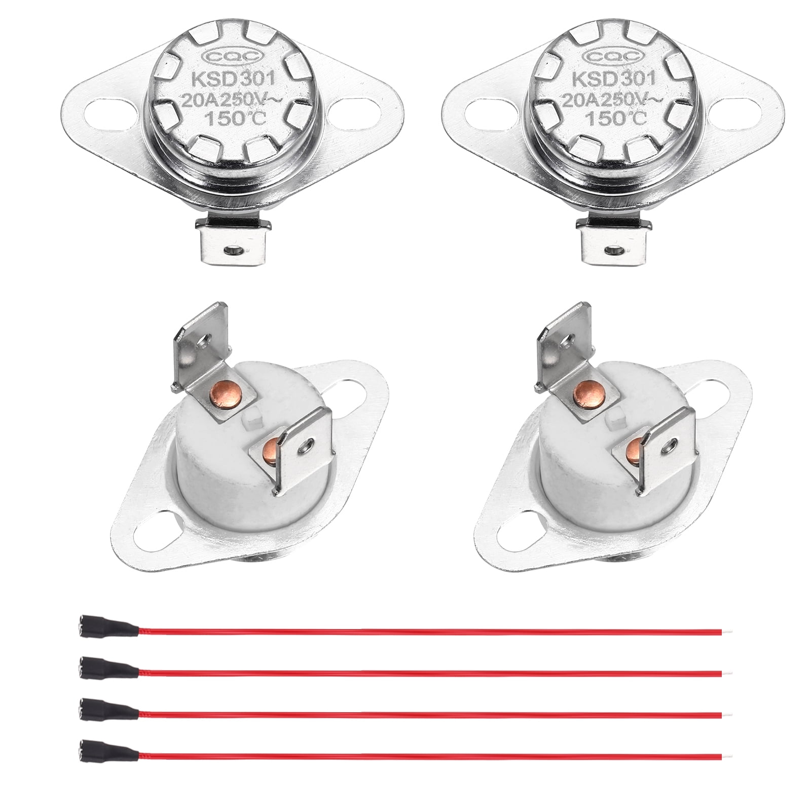 2 Pcs KSD301 Thermostat 150°C/302°F 20A Normally Closed N.C Adjust Snap Disc Temperature Switch ...