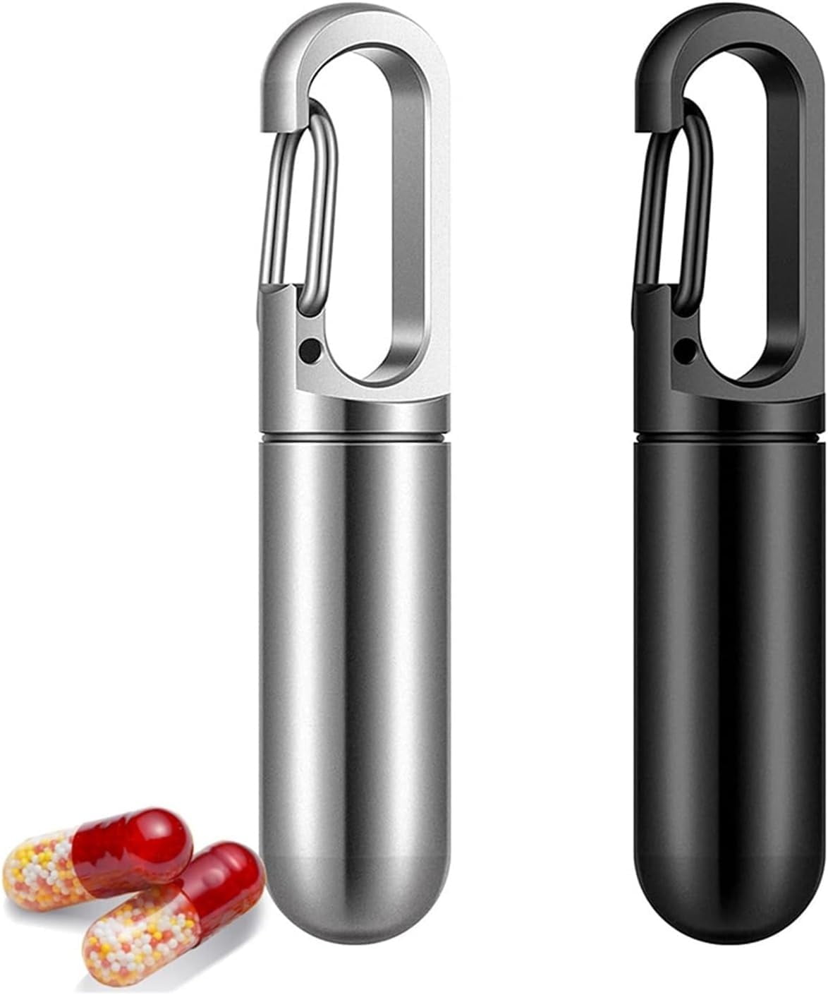 2 Pcs Keychain Pill Holder Waterproof Small Pocket Pill Case Metal Mini ...
