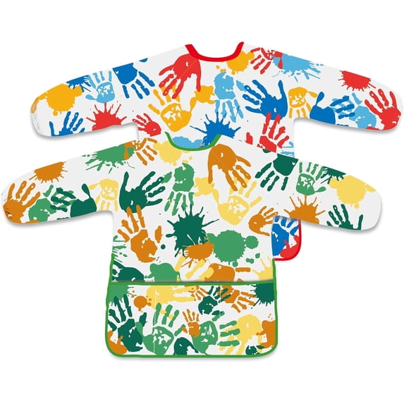 2 Pcs Kids Art Smock Painting Toddler Smock Long Sleeve with 3 Pockets ...