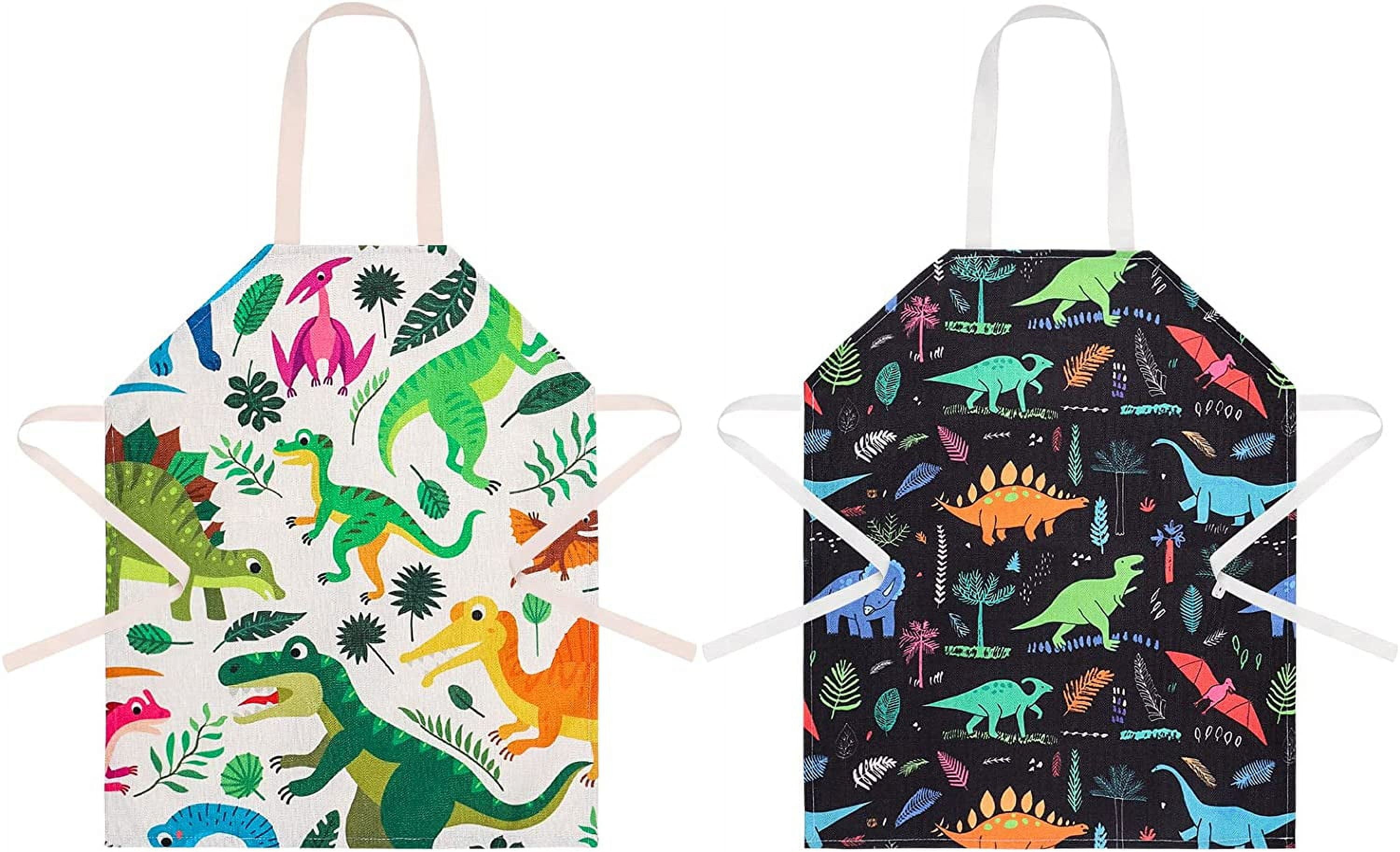 2 Pcs Kids Cooking Aprons,Dinosaur Kitchen Child Chef Aprons ...