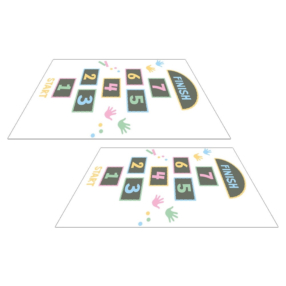2 Pcs Kids Footprint Stickers Floor Decals for Numbers Jump Grid Wall ...