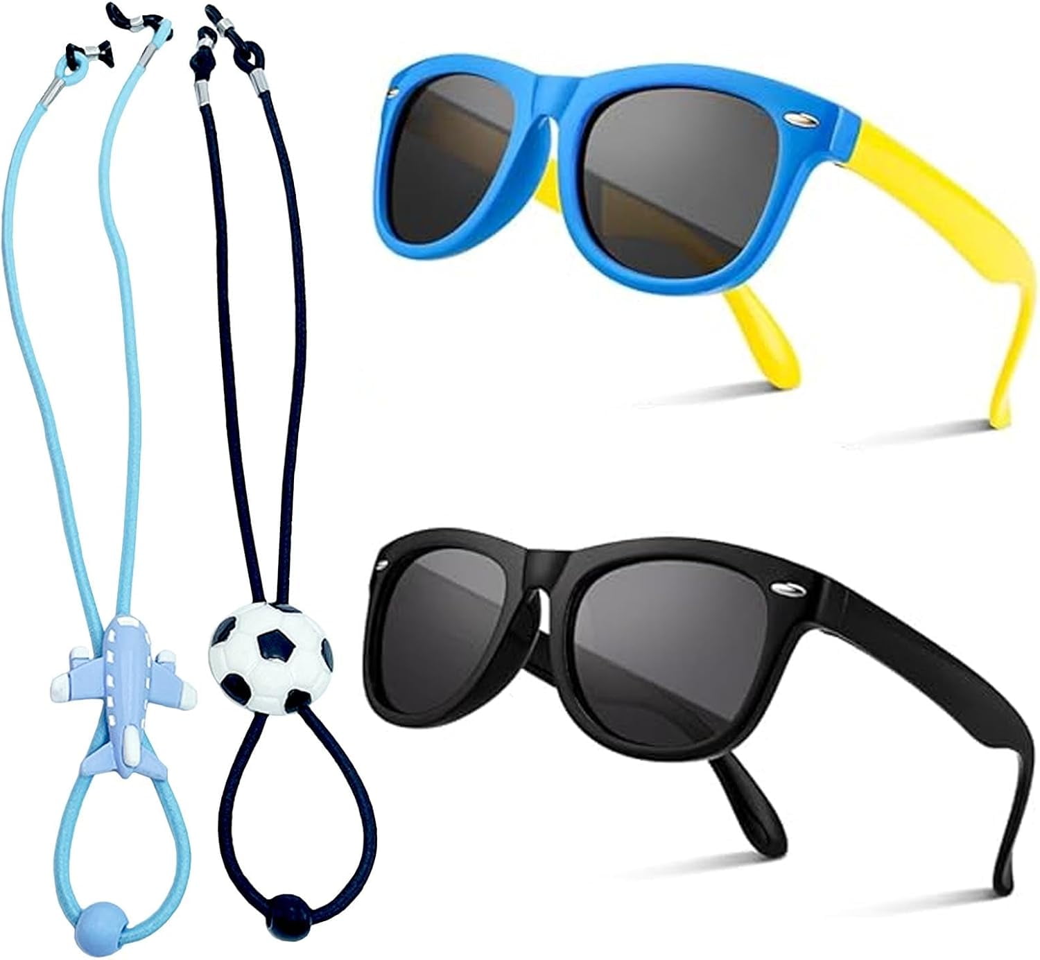 2 Pcs Kids Polarized Sunglasses Boys Sunglasses With Adjustable Glasses ...