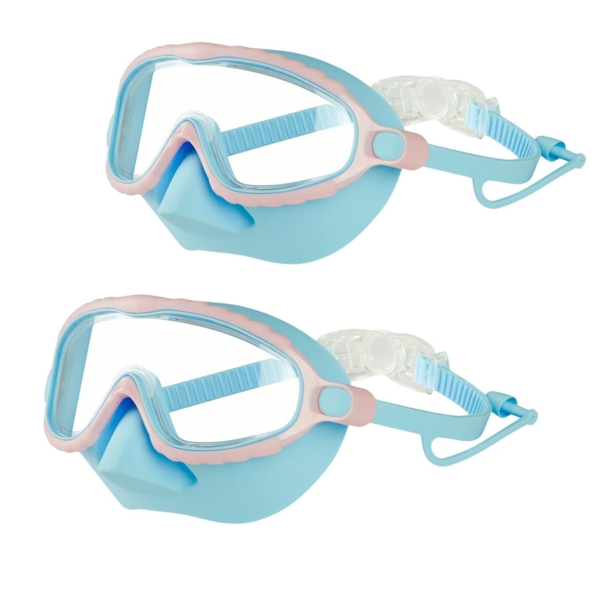 2 Pcs Kids Swim Goggles with Nose Cover, Anti-Fog UV Protection Wide ...