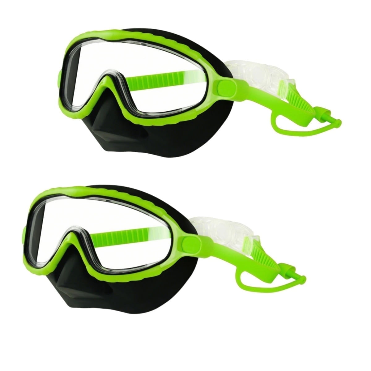 2 Pcs Kids Swim Goggles with Nose Cover, Anti-Fog UV Protection Wide ...