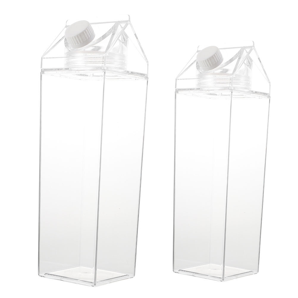 2 Pcs Kids Water Bottle Clear Milk Carton Portable Milk Bottle ...