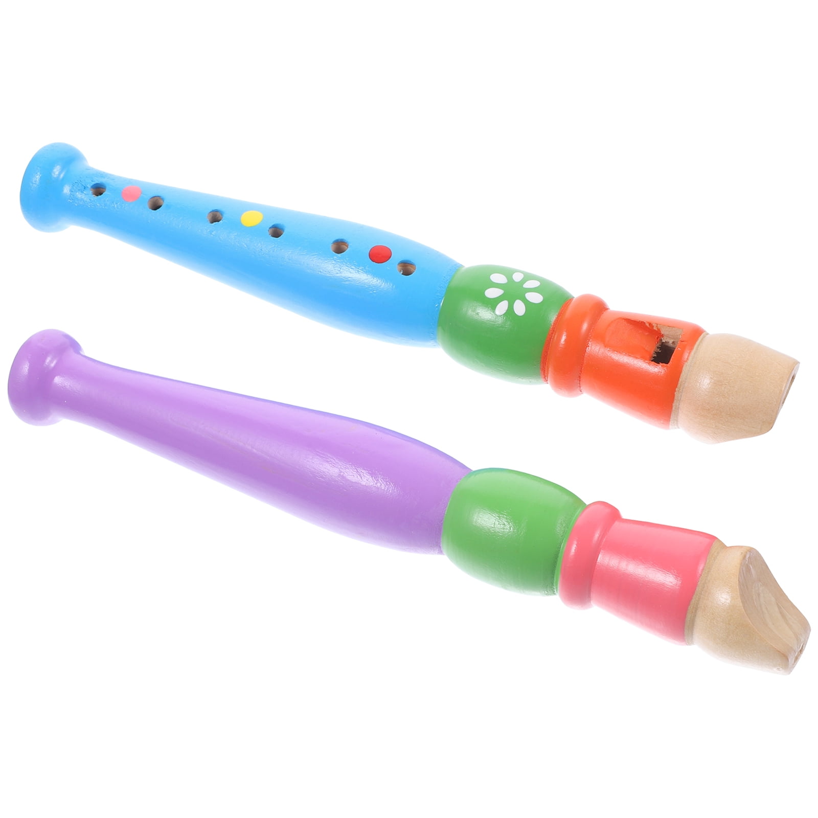 2 Pcs Kids Wooden Instruments Piccolo Flute Educational Music Toy Child ...