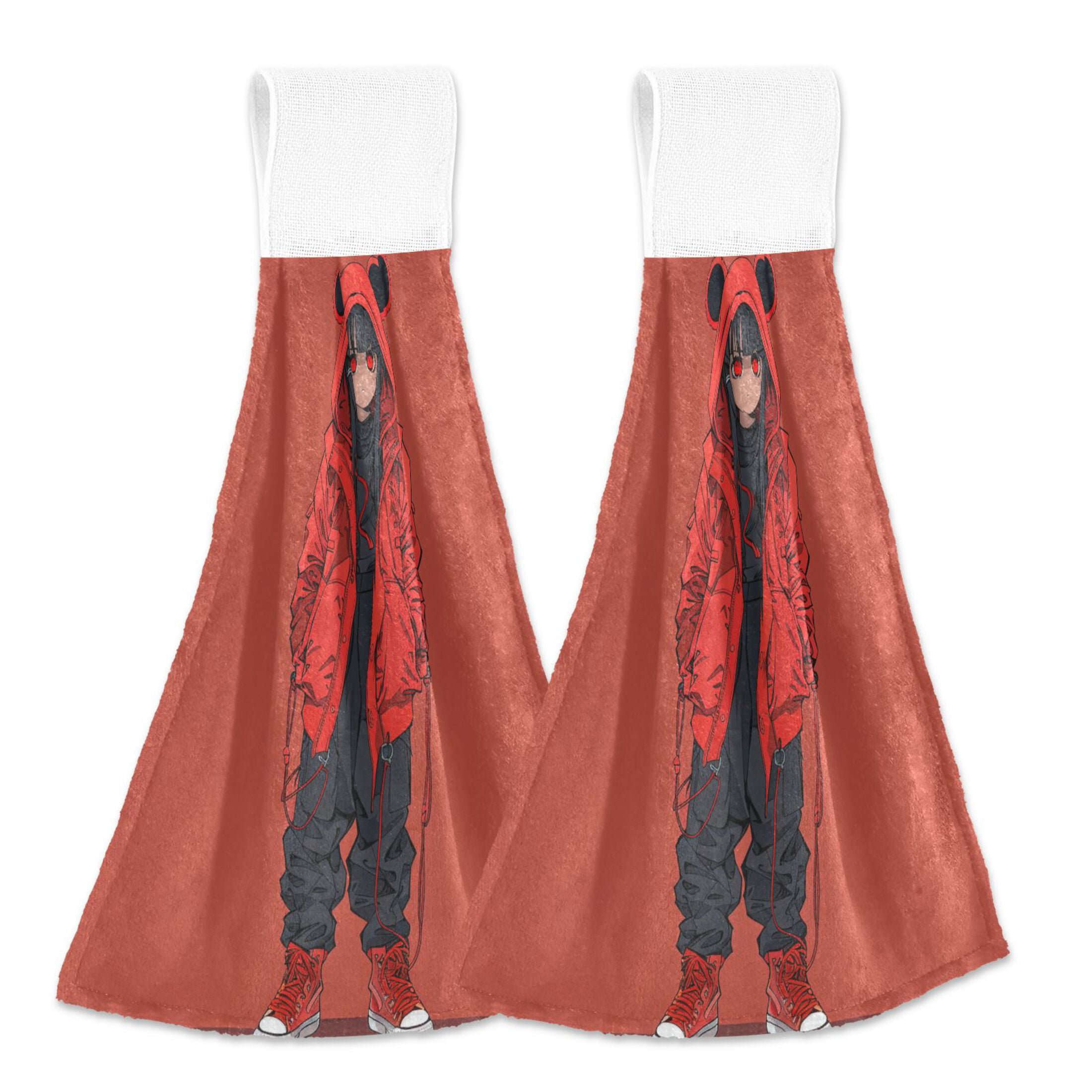 2 Pcs Kitchen Hand Towels with Hanging Loops Absorbent Soft Fast Drying ...