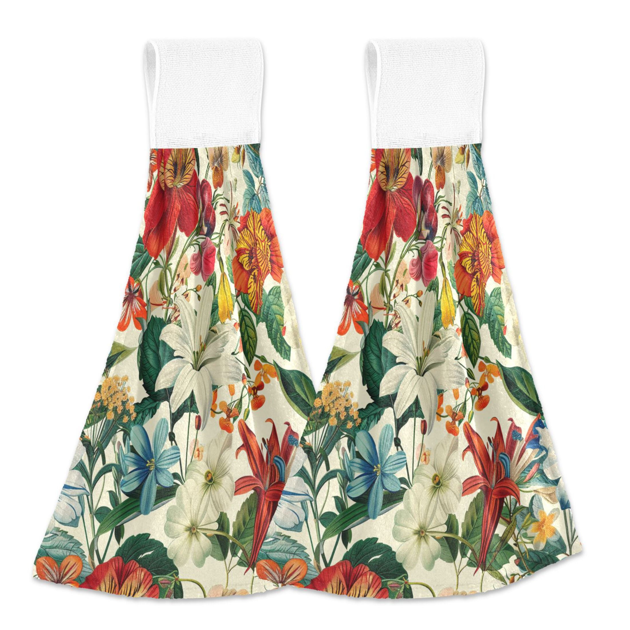 2 Pcs Kitchen Hand Towels with Hanging Loops Absorbent Soft Fast Drying ...