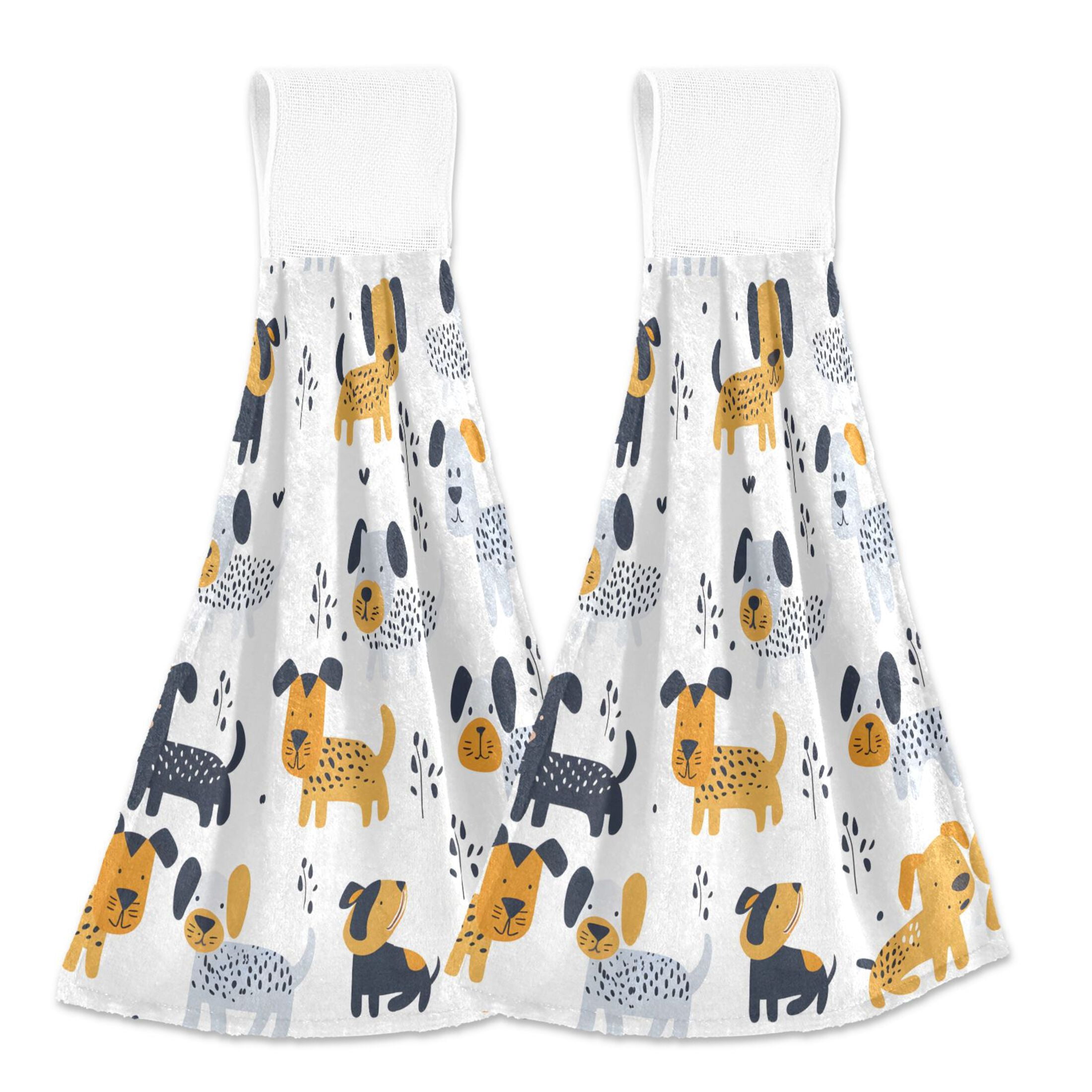 2 Pcs Kitchen Hand Towels with Hanging Loops Absorbent Soft Fast Drying ...