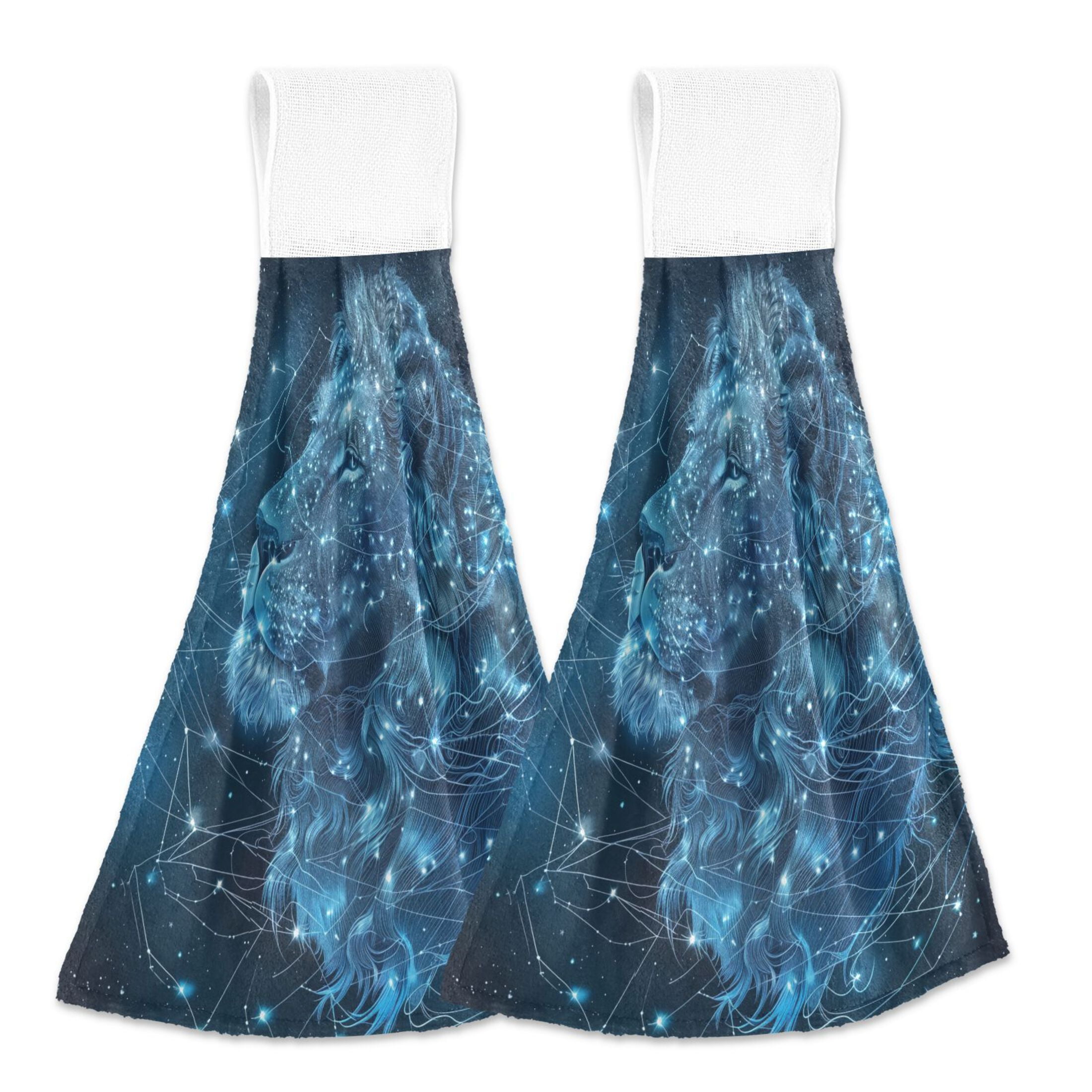 2 Pcs Kitchen Hand Towels with Hanging Loops Absorbent Soft Fast Drying ...