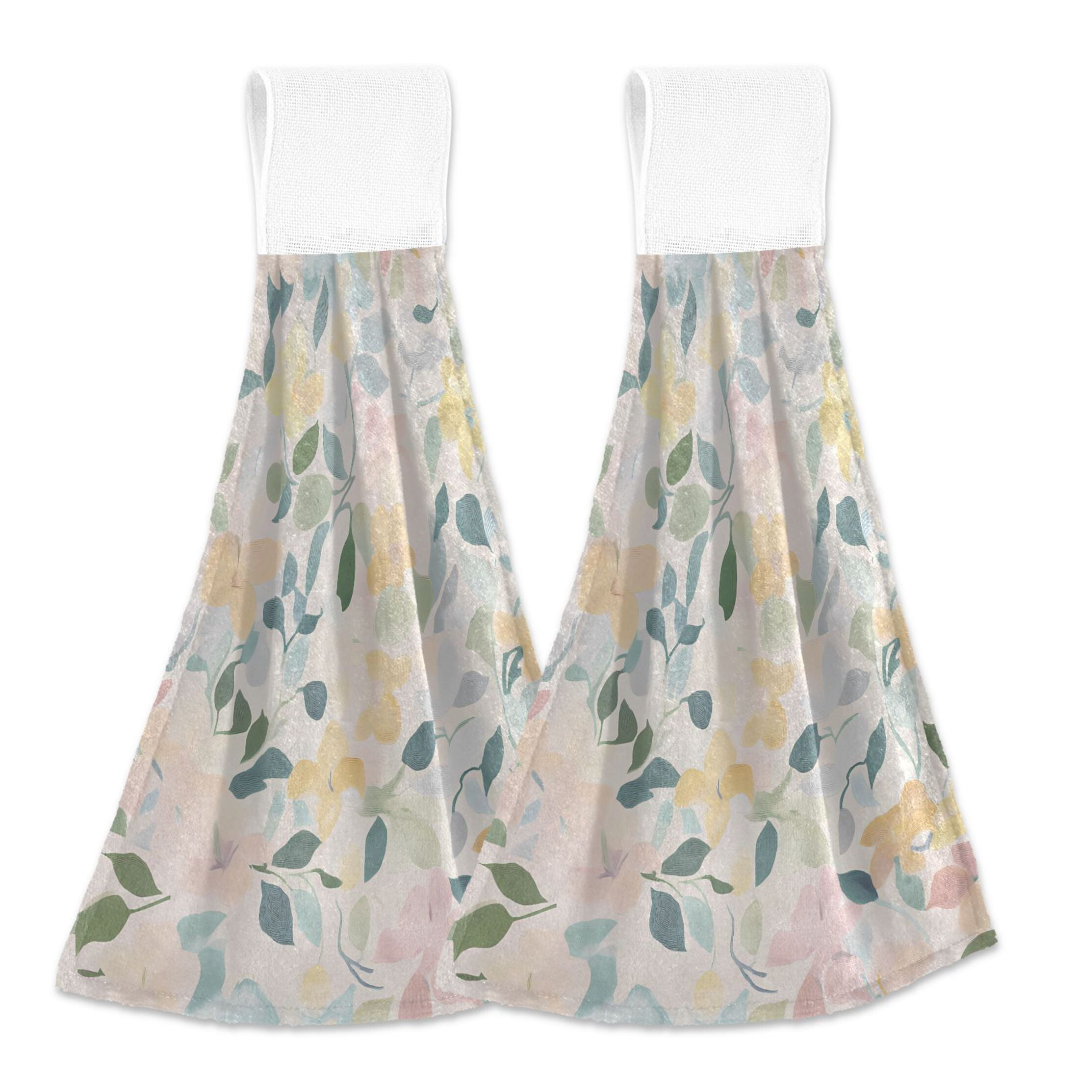 2 Pcs Kitchen Hand Towels with Hanging Loops Absorbent Soft Fast Drying ...