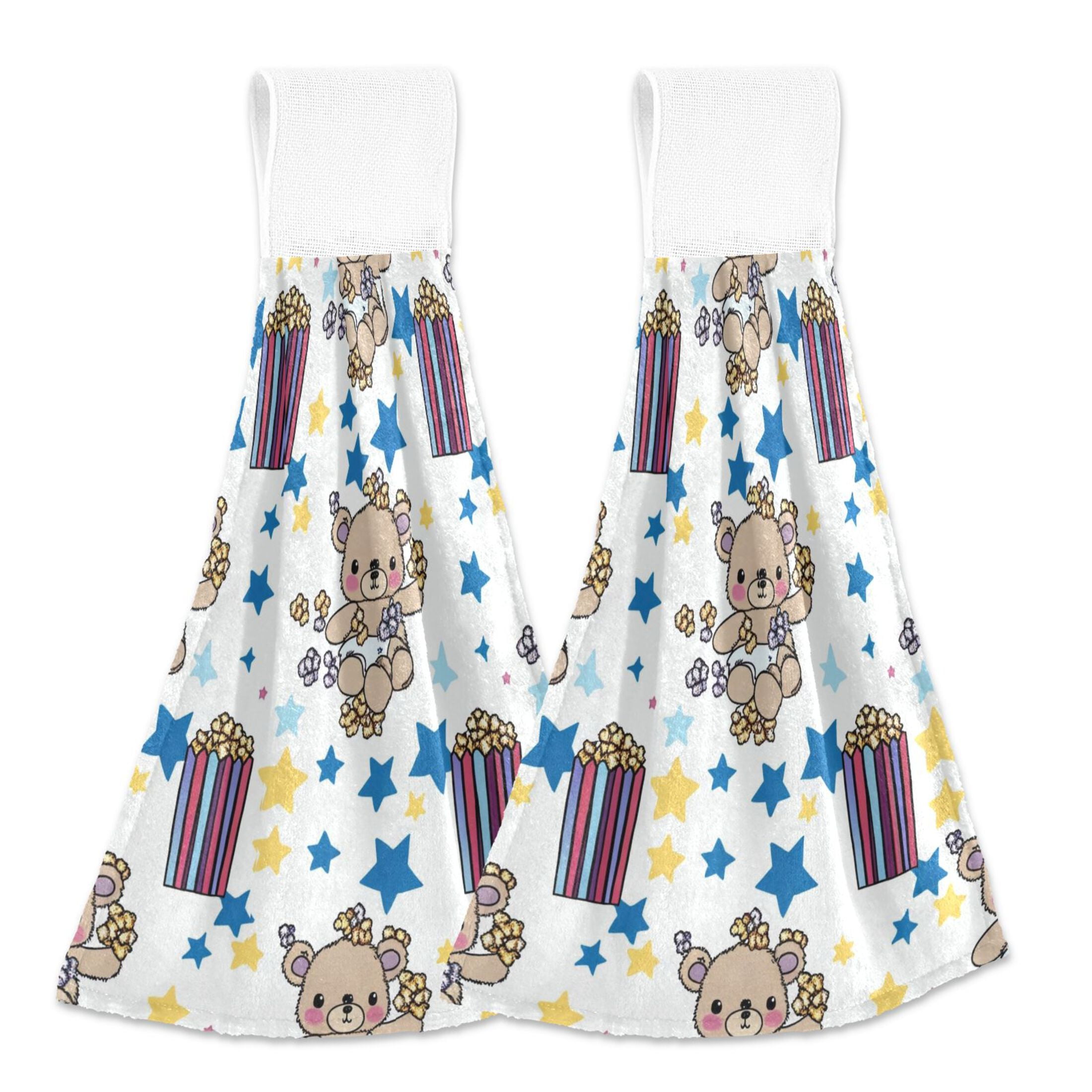 2 Pcs Kitchen Hand Towels with Hanging Loops Absorbent Soft Fast Drying ...