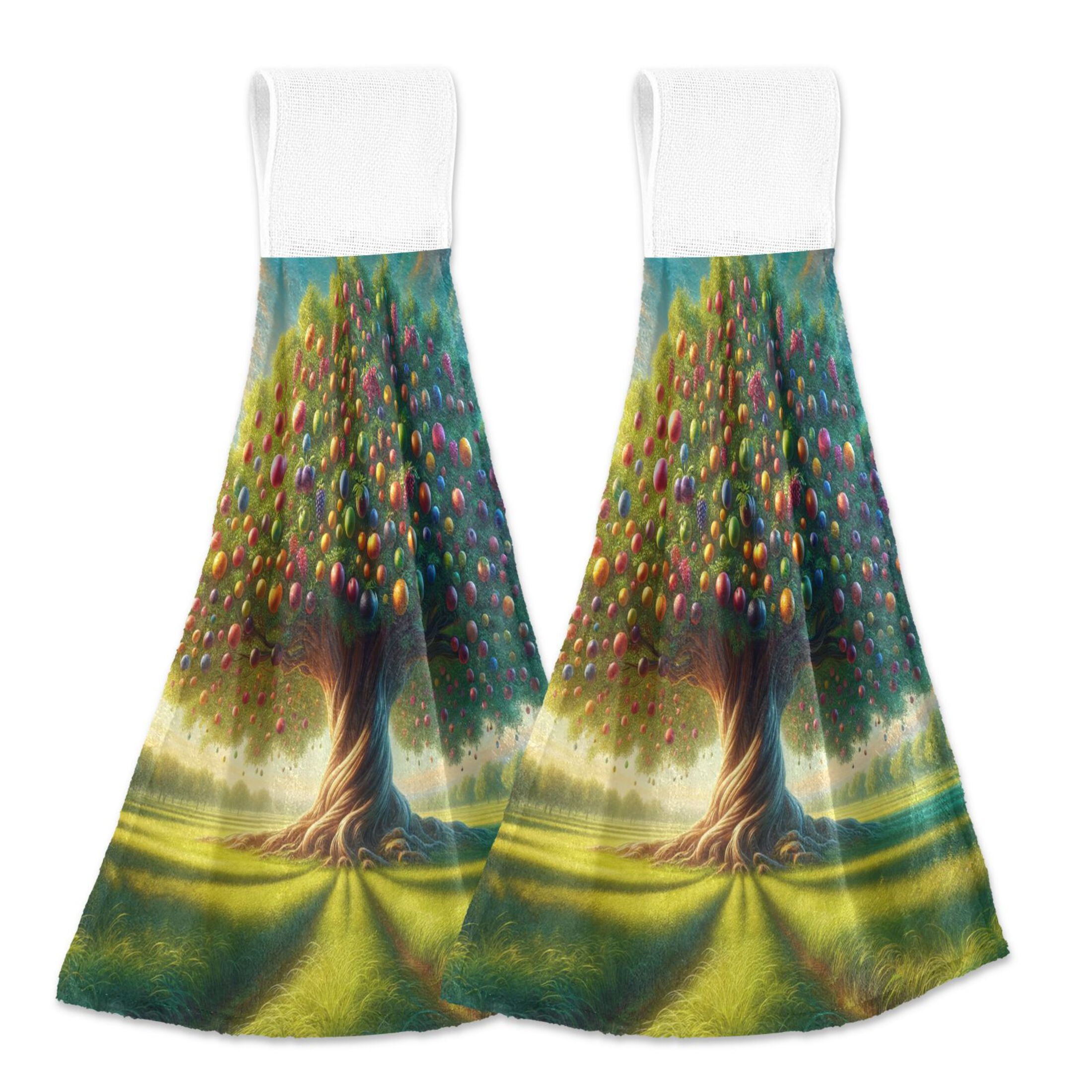 2 Pcs Kitchen Hand Towels with Hanging Loops Absorbent Soft Fast Drying ...