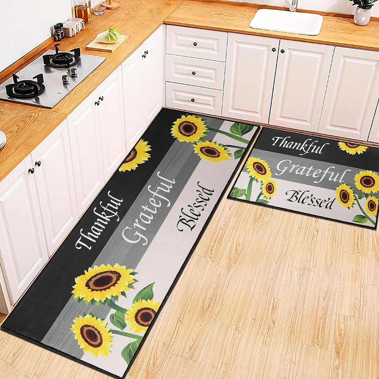 2 Pcs Kitchen Rugs Set Washable Kitchen Mats for Floor, Home, Sink ...