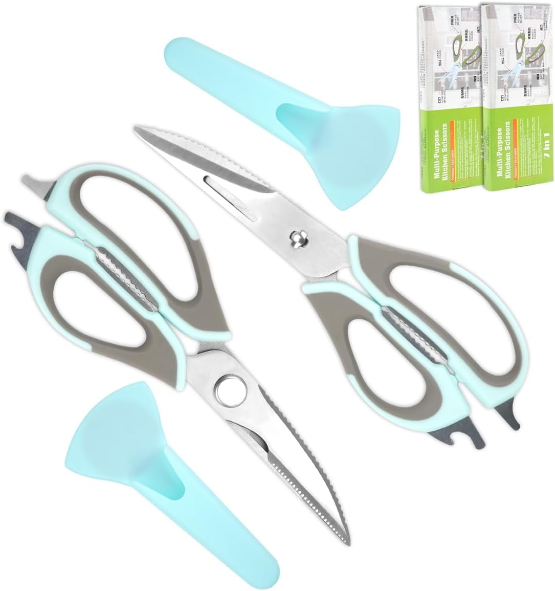 2 Pcs Kitchen Scissors All Purpose, Heavy Duty Stainless Steel Shears ...