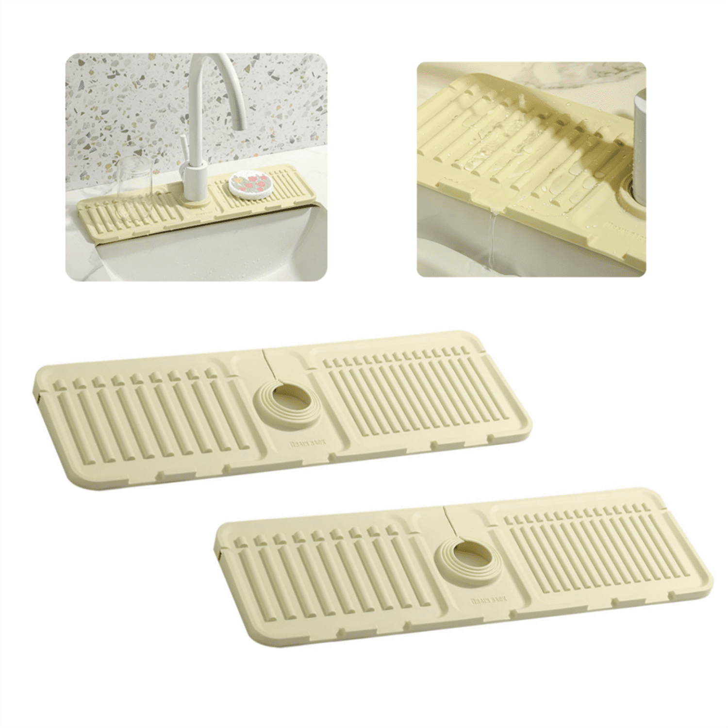 2 Pcs Kitchen Sink Splash Mat, Dingrich Sink Draining Mat Faucet Guard ...