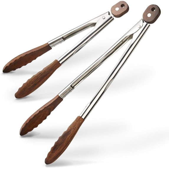 2 Pcs Kitchen Wooden Tongs for Cooking - Nonstick Kitchen Salad Tongs ...