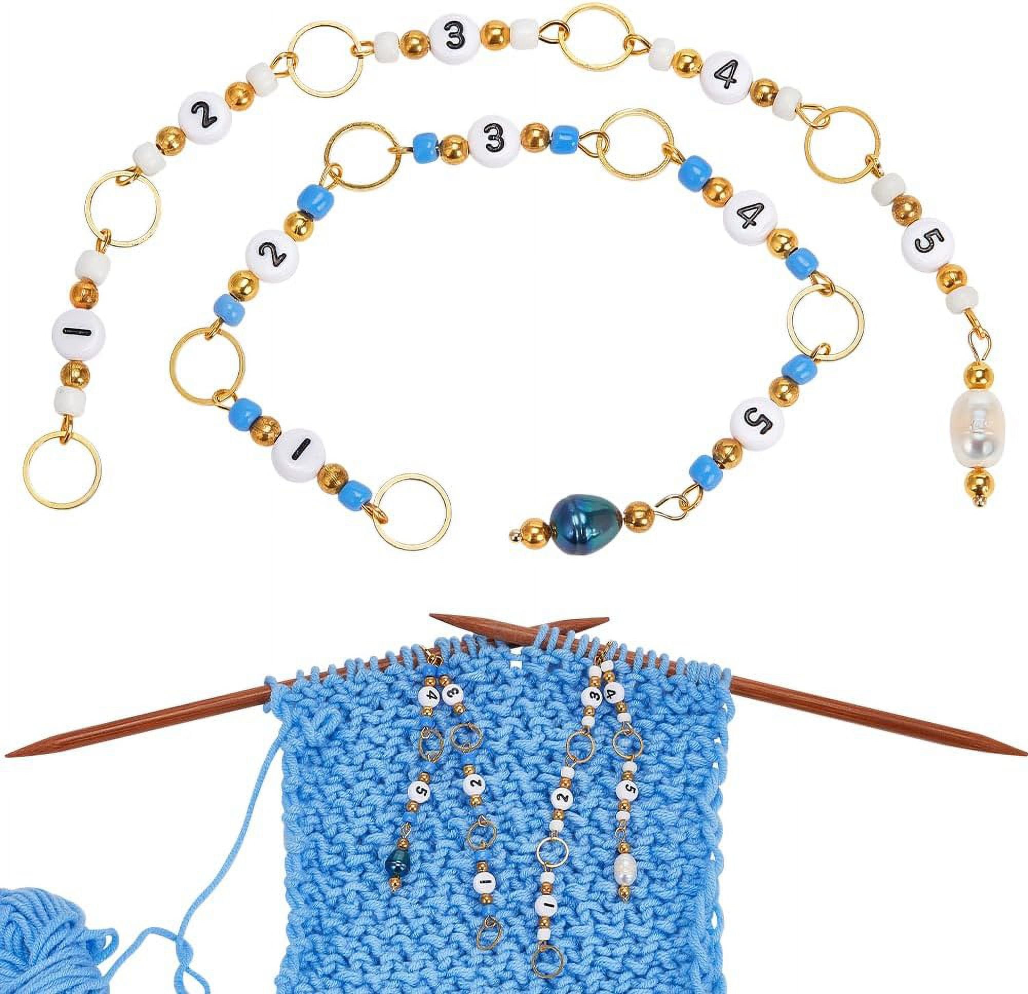 2 Pcs Knitting Row Counter Chains Acrylic Link Beads Stitch Marker Row ...