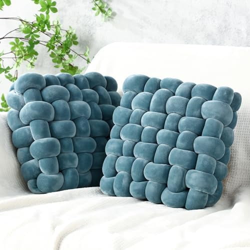 2 Pcs Knot Pillows Square Knotted Plush Throws Soft Accent Pillows ...