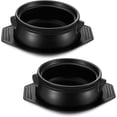 2 Pcs Korean Stone Pot Clay Cooking Pots with Tray Set 38 oz Ceramic ...