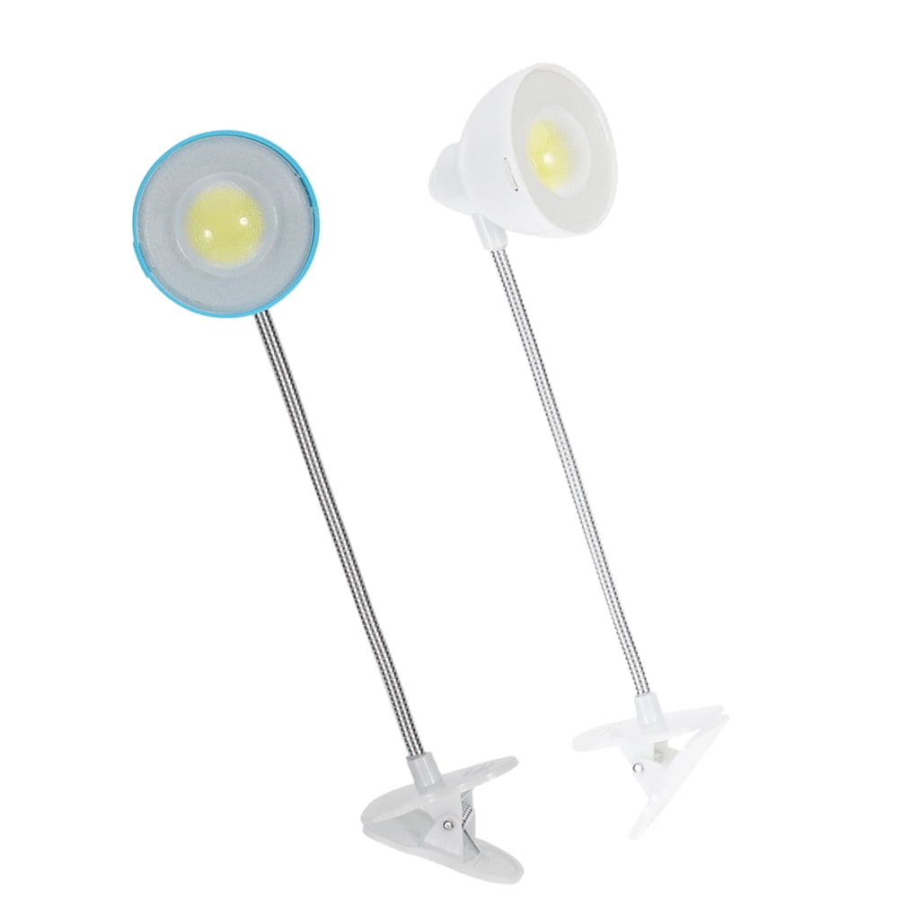 2 Pcs LED Clip Desk Lamp Eye Caring Light Table Lamps Battery Tabletop ...
