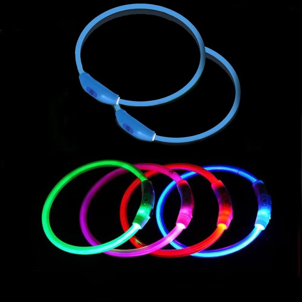 2 Pcs LED Collar, Rechargeable and TPU Cuttable Glowing pet Collar for ...