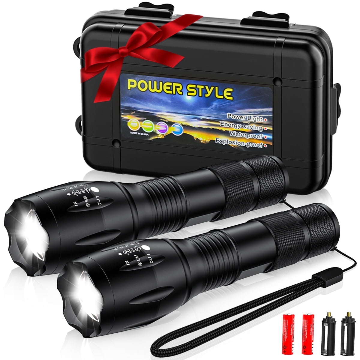 2 Pcs LED Flashlight, 1500 Lumens Flashlights High Lumens with 5 Modes ...