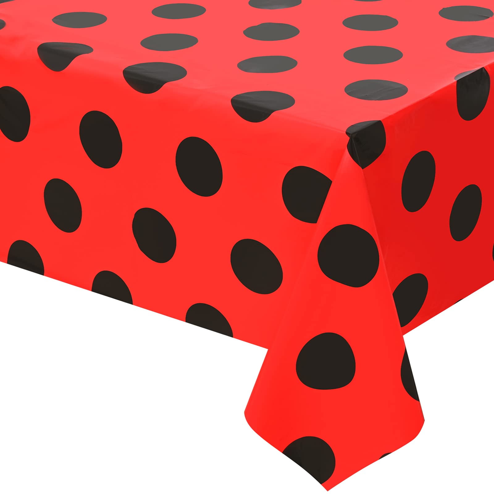 2 Pcs Ladybug Tablecloth CI30 Red Black Polka Dots Plastic Table Covers ...