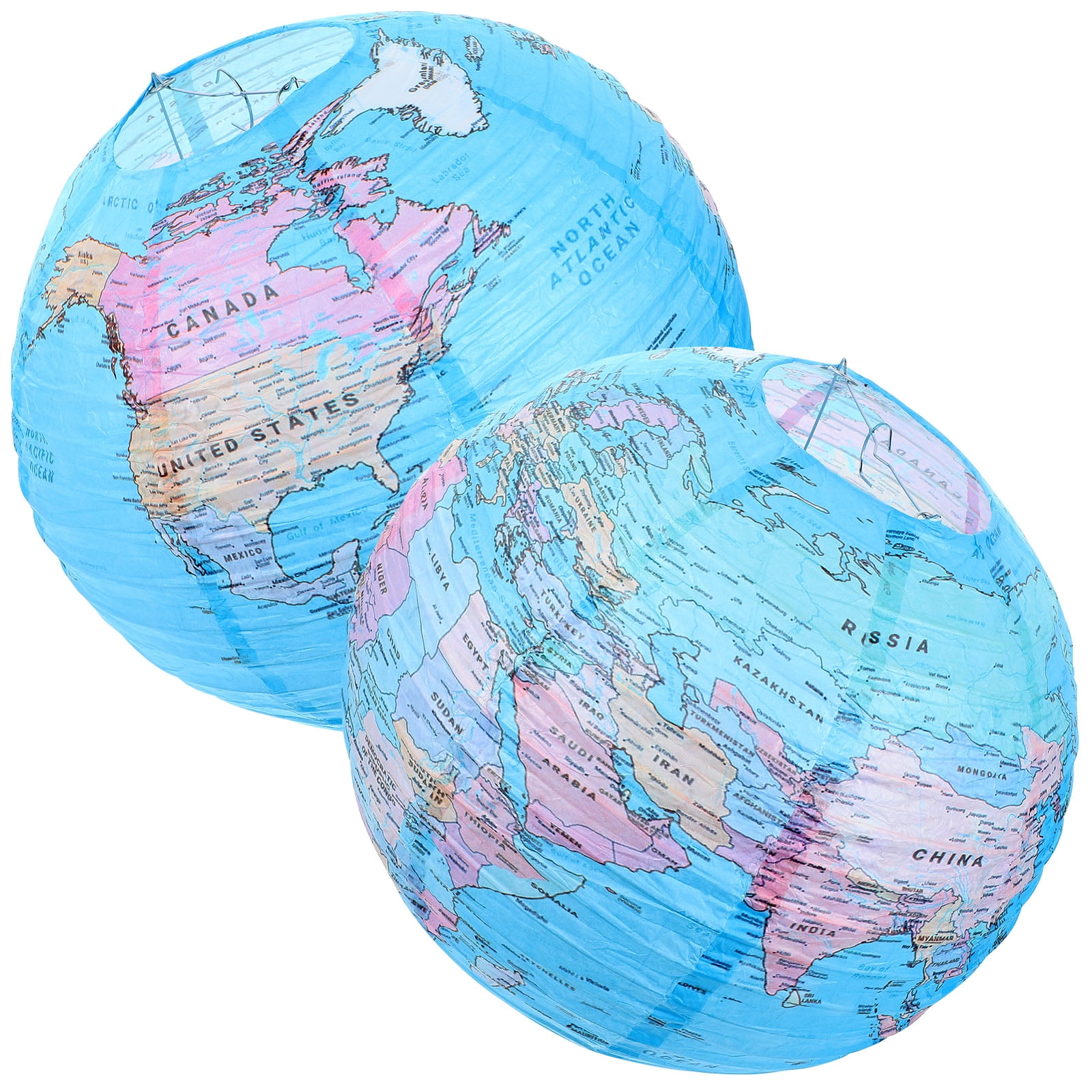 HOMEMAXS Skyblue Earth Shaped Paper Lantern with Metal for Decoration ...