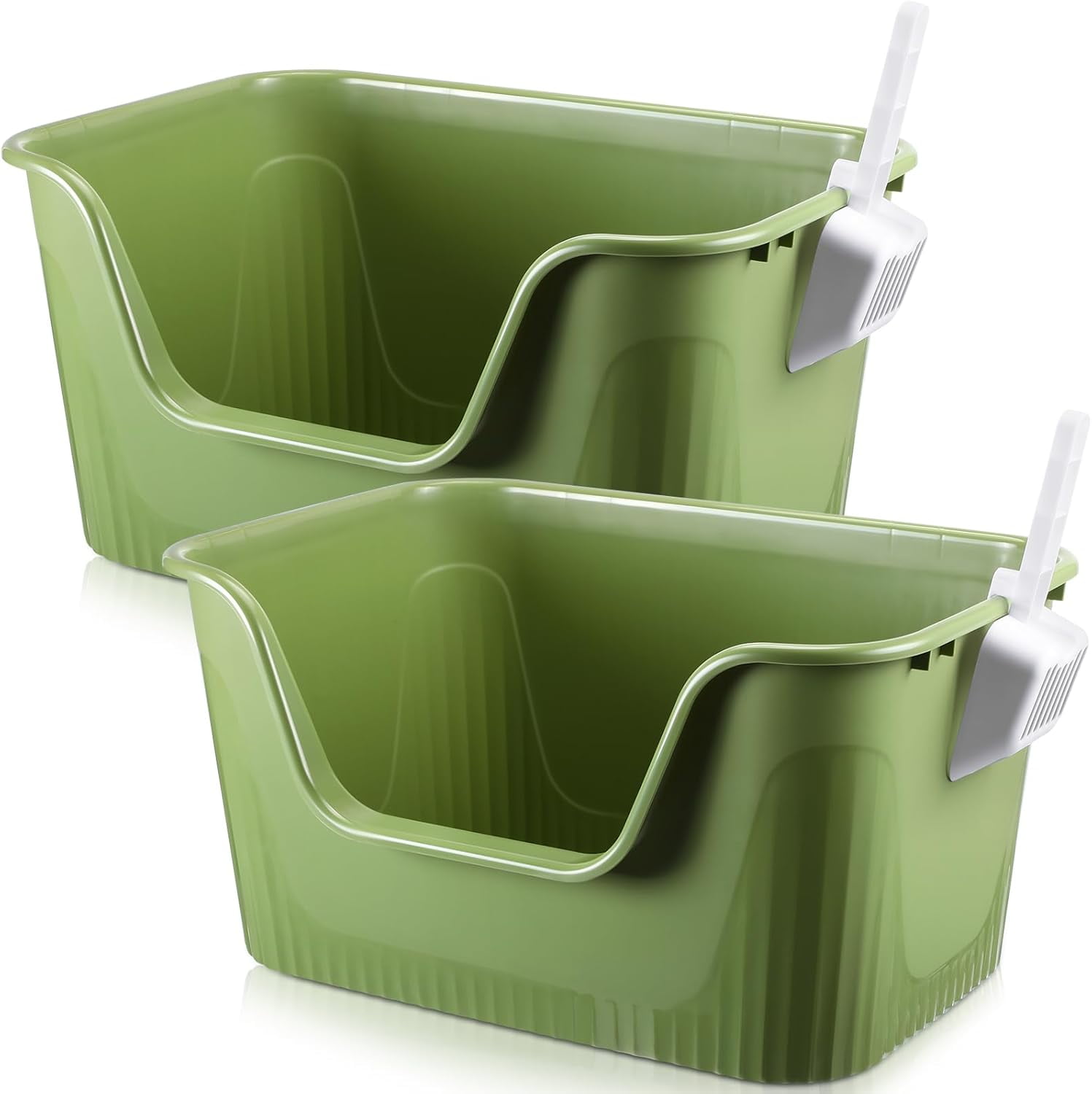 2 Pcs Large Cat Litter Box with High Sides, 25 x 18 x 13'' Extra Large ...