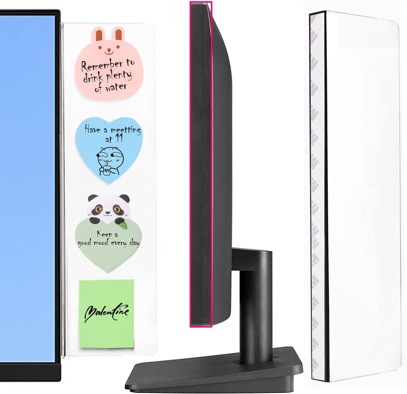 2 Pcs Large Computer Monitor Memo Board for No Edge Monitors,13.6 X 3.6 ...