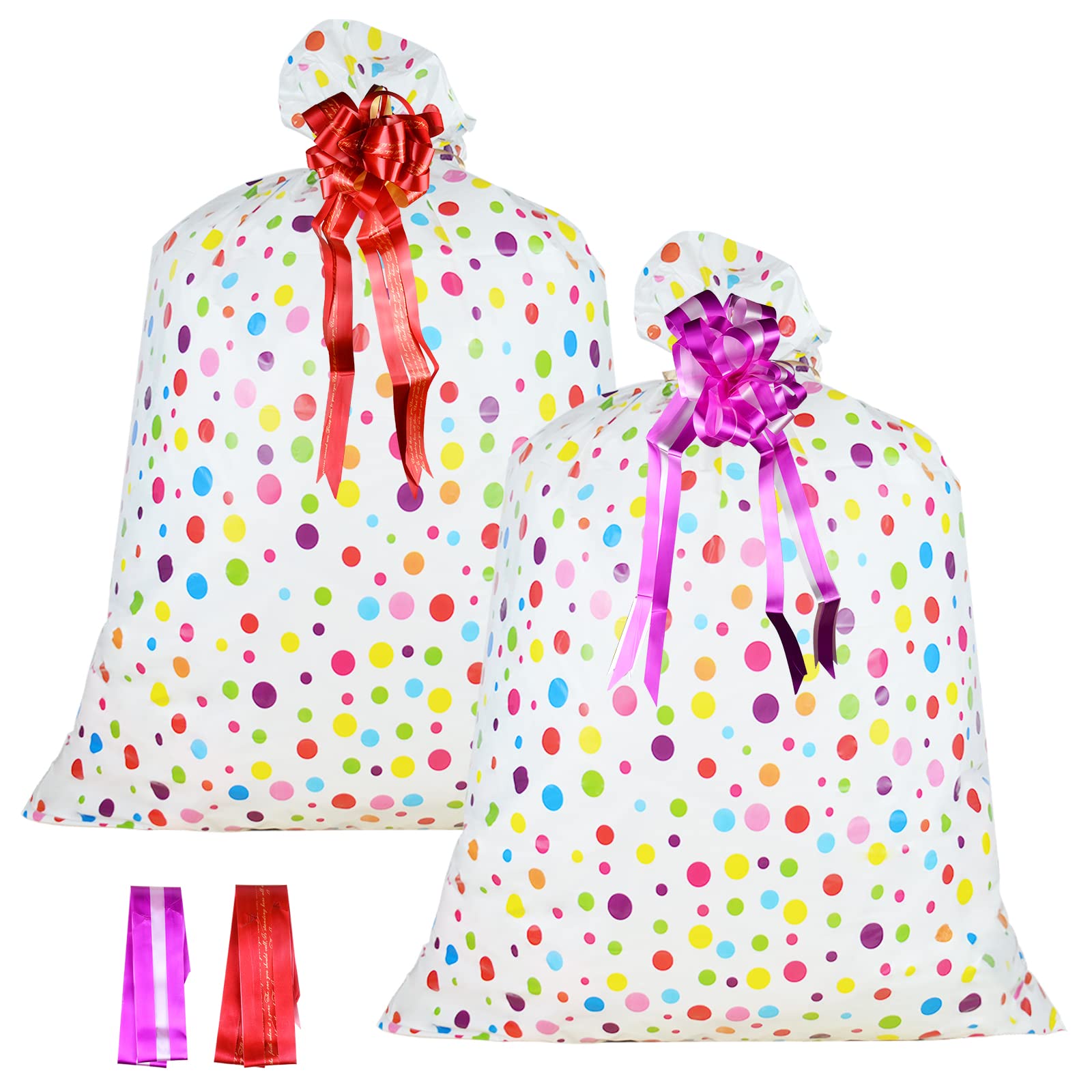 2 Pcs Large Gift OKA4 Oversized Plastic Storage 48"x 36" with 2 Pcs Pull Flowers for Huge Big ...