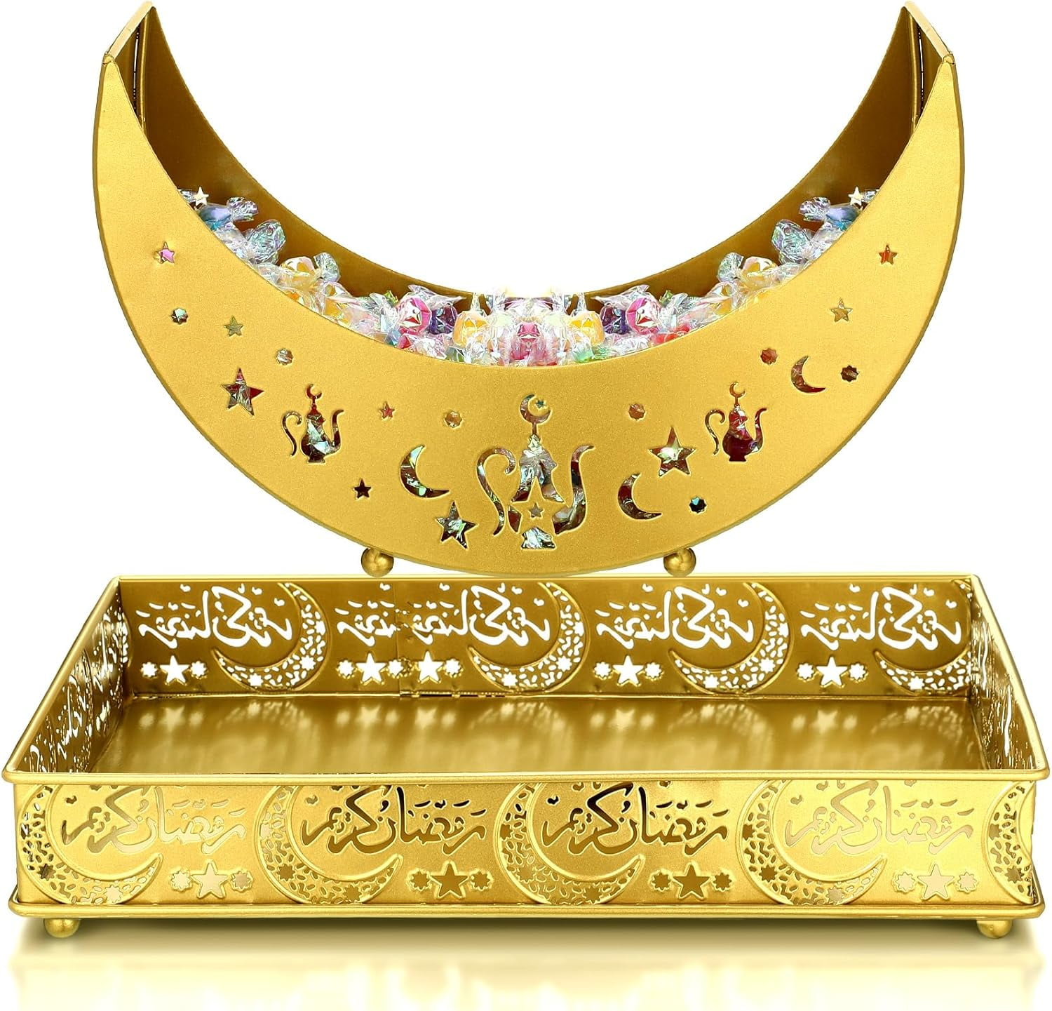 2 Pcs Large Ramadan Plate Iron Serving Tray Plate Large Eid Mubarak ...