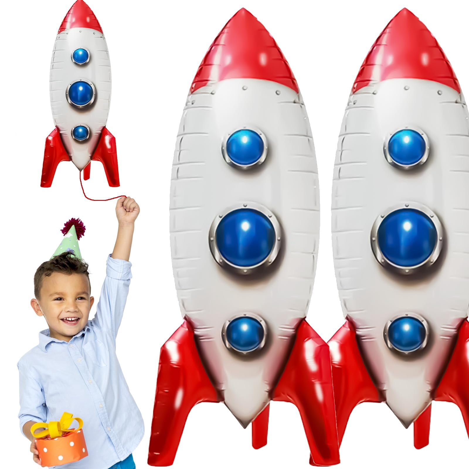 2 Pcs Large Rocket Balloons,33Inch Space KKS1 Themed Party Decorations ...