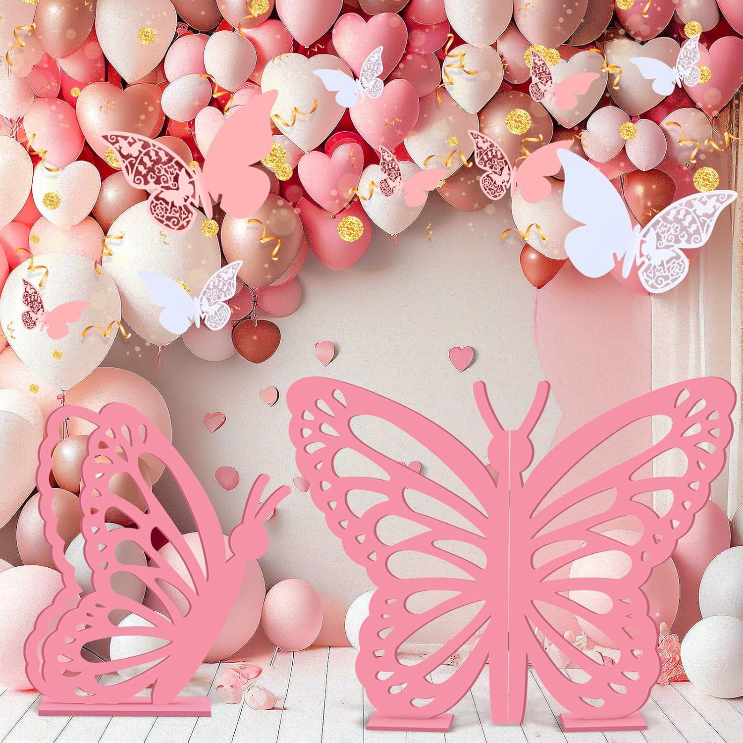 2 Pcs Large Wooden Butterfly Props - 20" and 17.5" Standing Wings ...