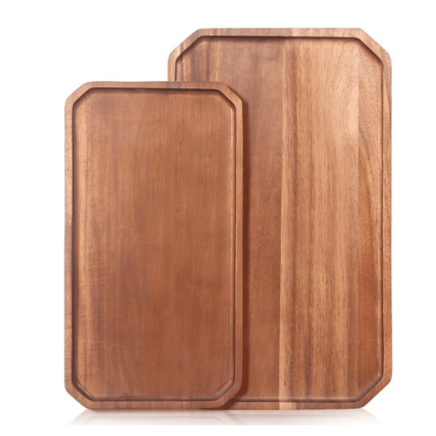 2 Pcs Large Wooden Serving Trays Fruit Platters Acacia Wood Charcuterie ...
