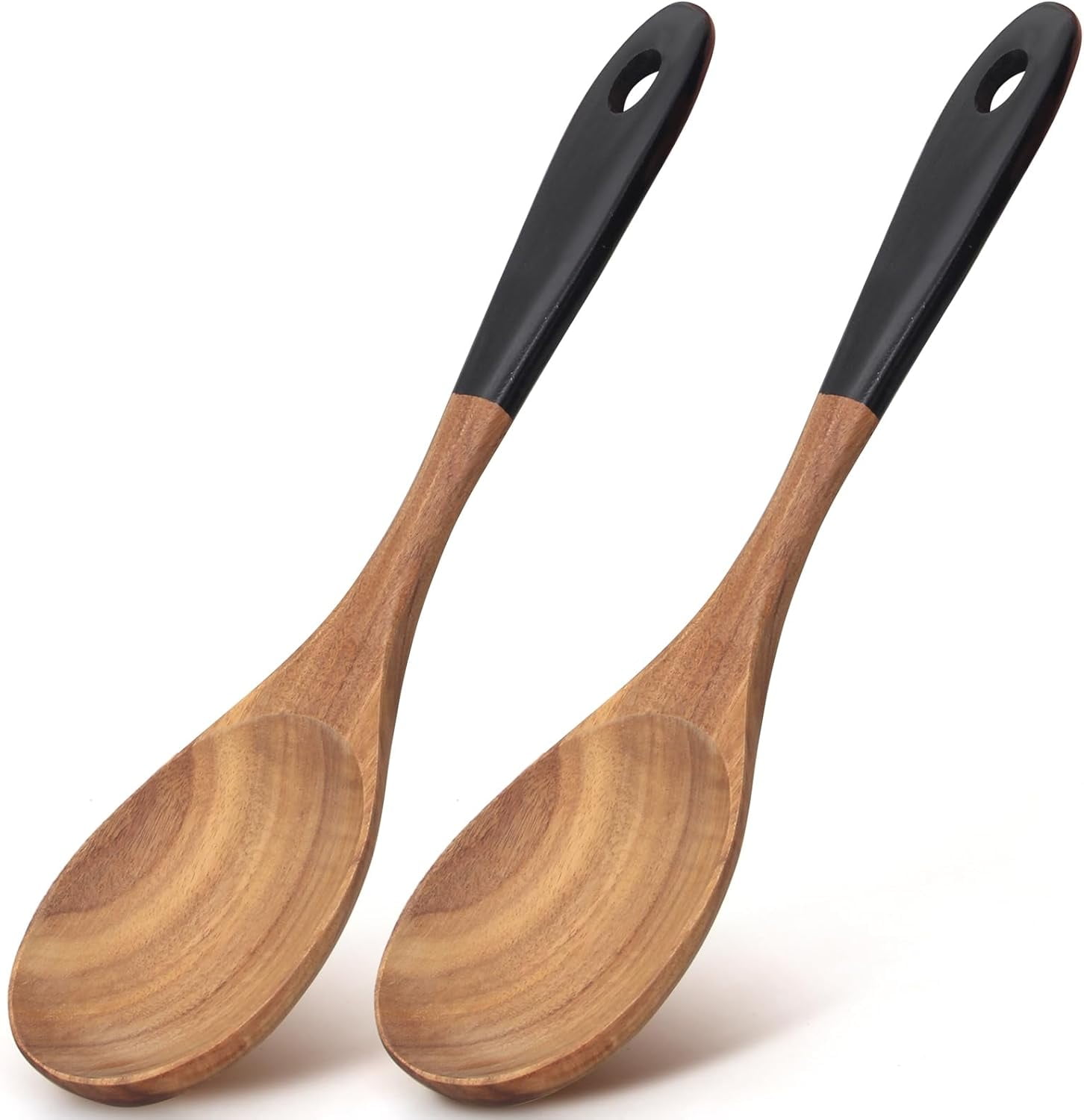 2 Pcs Large Wooden Spoons for Cooking Serving Spoon 12" Big Mixing ...