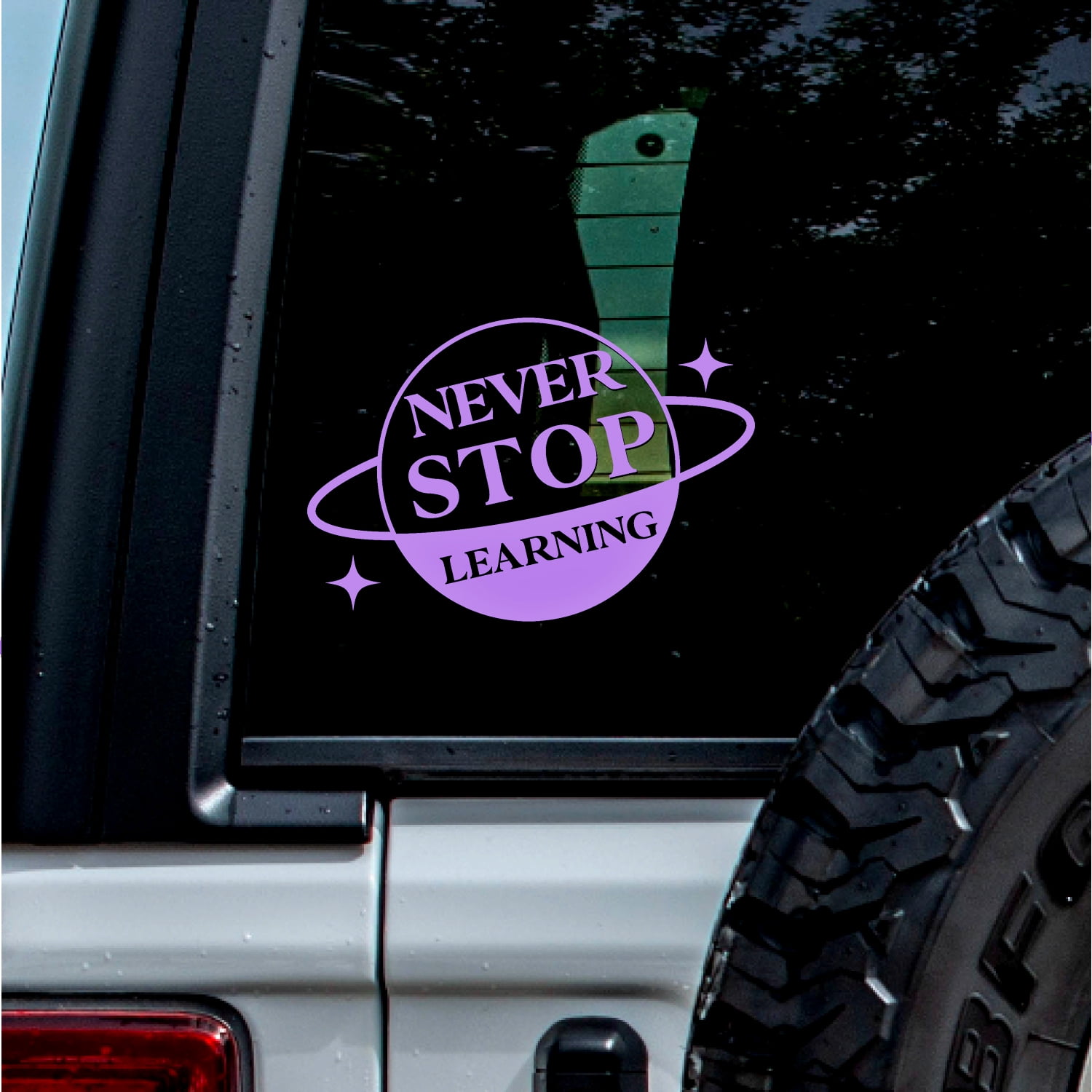 (2 Pcs, Lavender Purple, 5.6'' X 3.8'') Transparent Adhesive Decal Sticker Of Never Stop ...