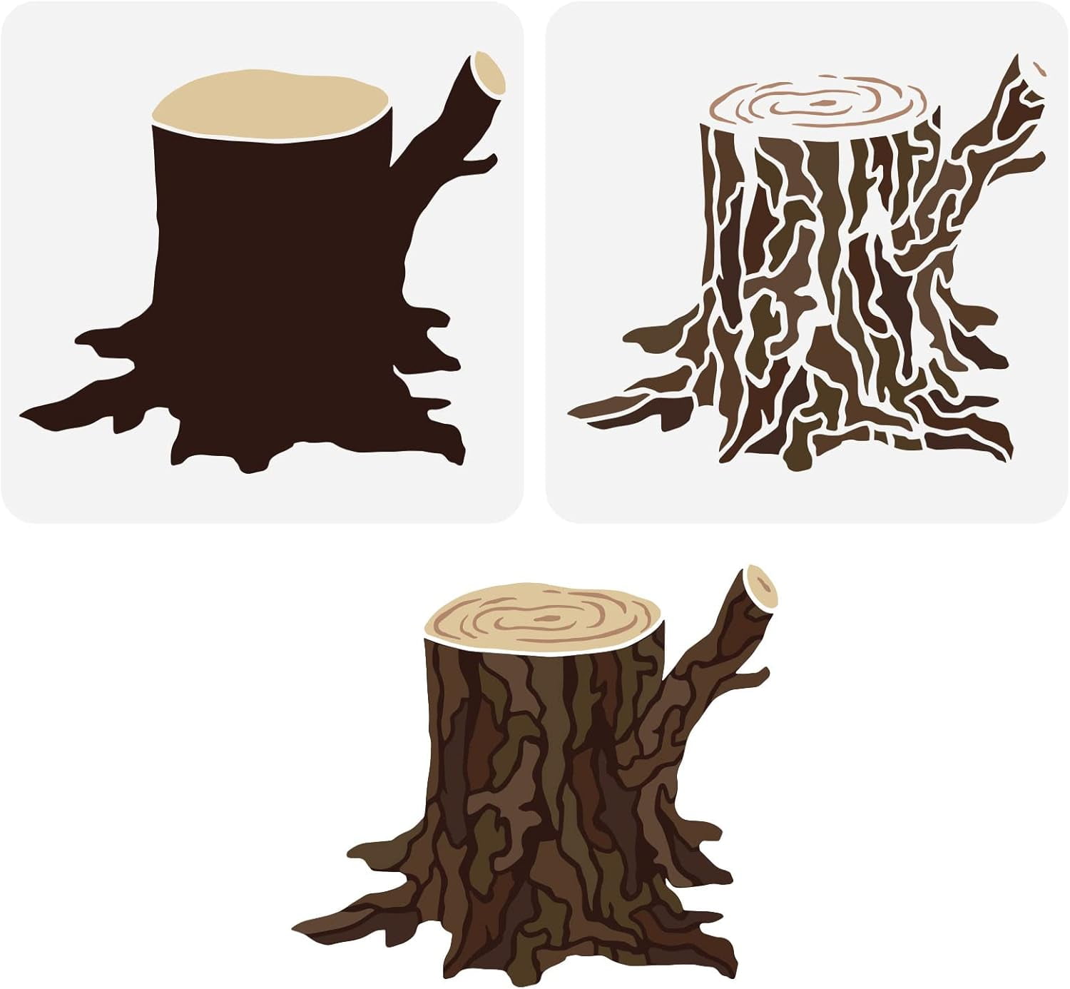 2 Pcs Layered Tree Stump Stencil 11.8x11.8 inch Tree Rings Stencil ...