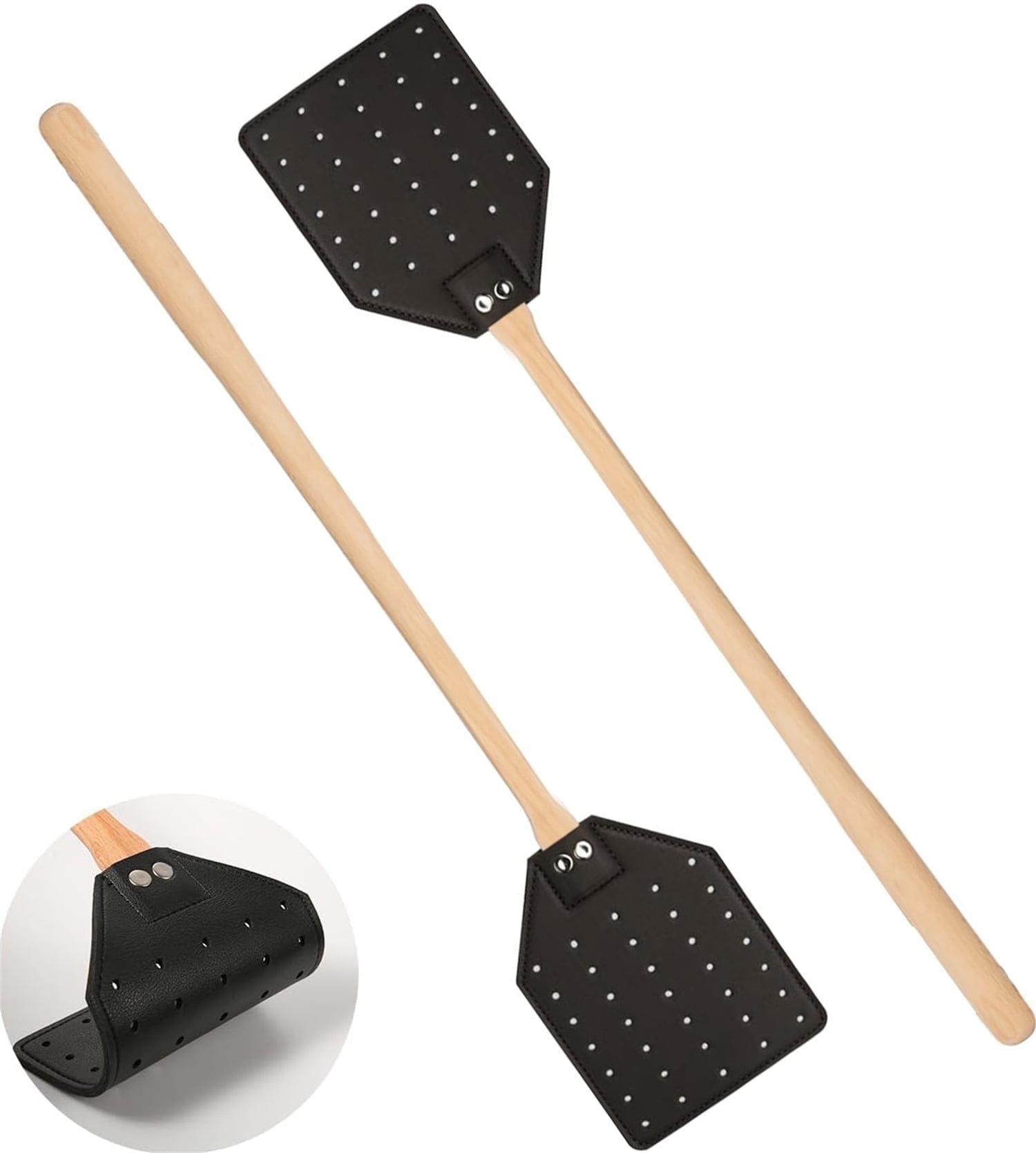 2 Pcs Leather Fly Swatter,Happon Heavy Duty Manual Fly Swatter with ...