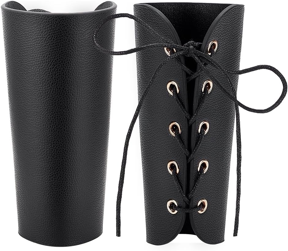 2 Pcs Leather Gauntlet Wristband Medieval Wrist Punk Arm Guards ...