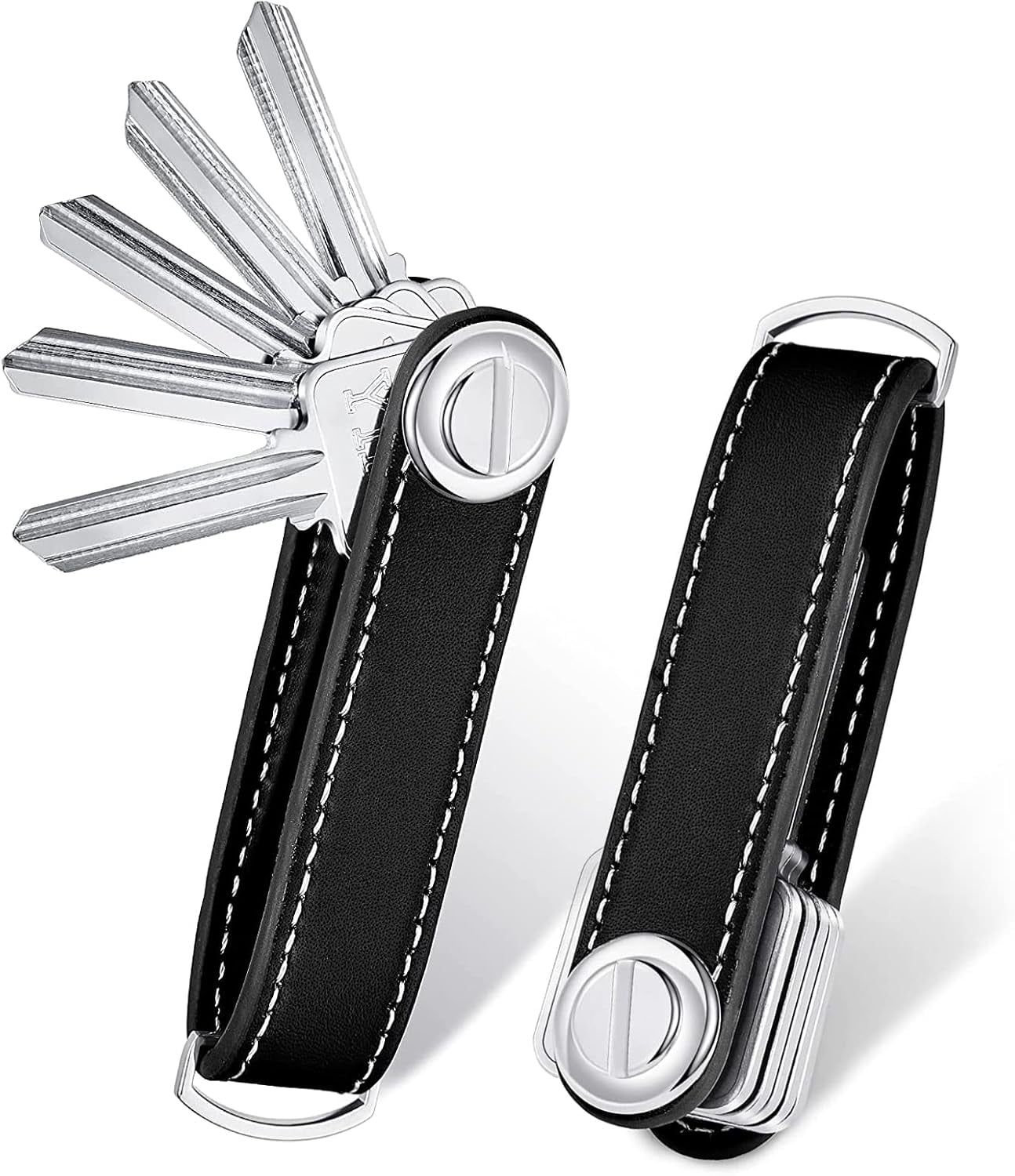 2 Pcs Leather Key Organizer Compact Folding Key Holders for Men Slim ...