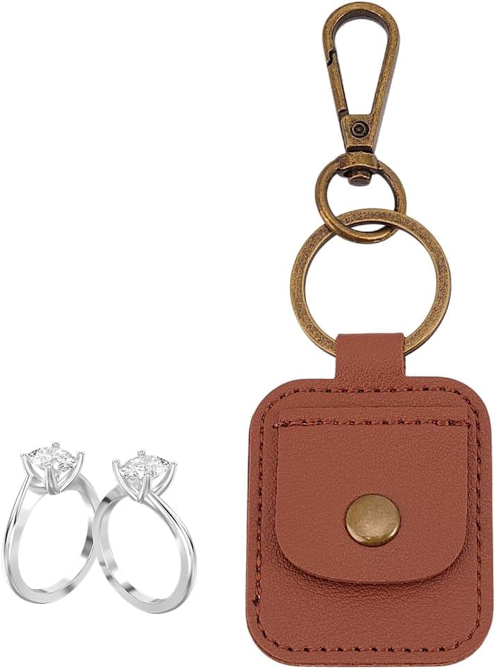 2 Pcs Leather Ring Holder Ring Keeper Case Travel Pouch for Wedding ...