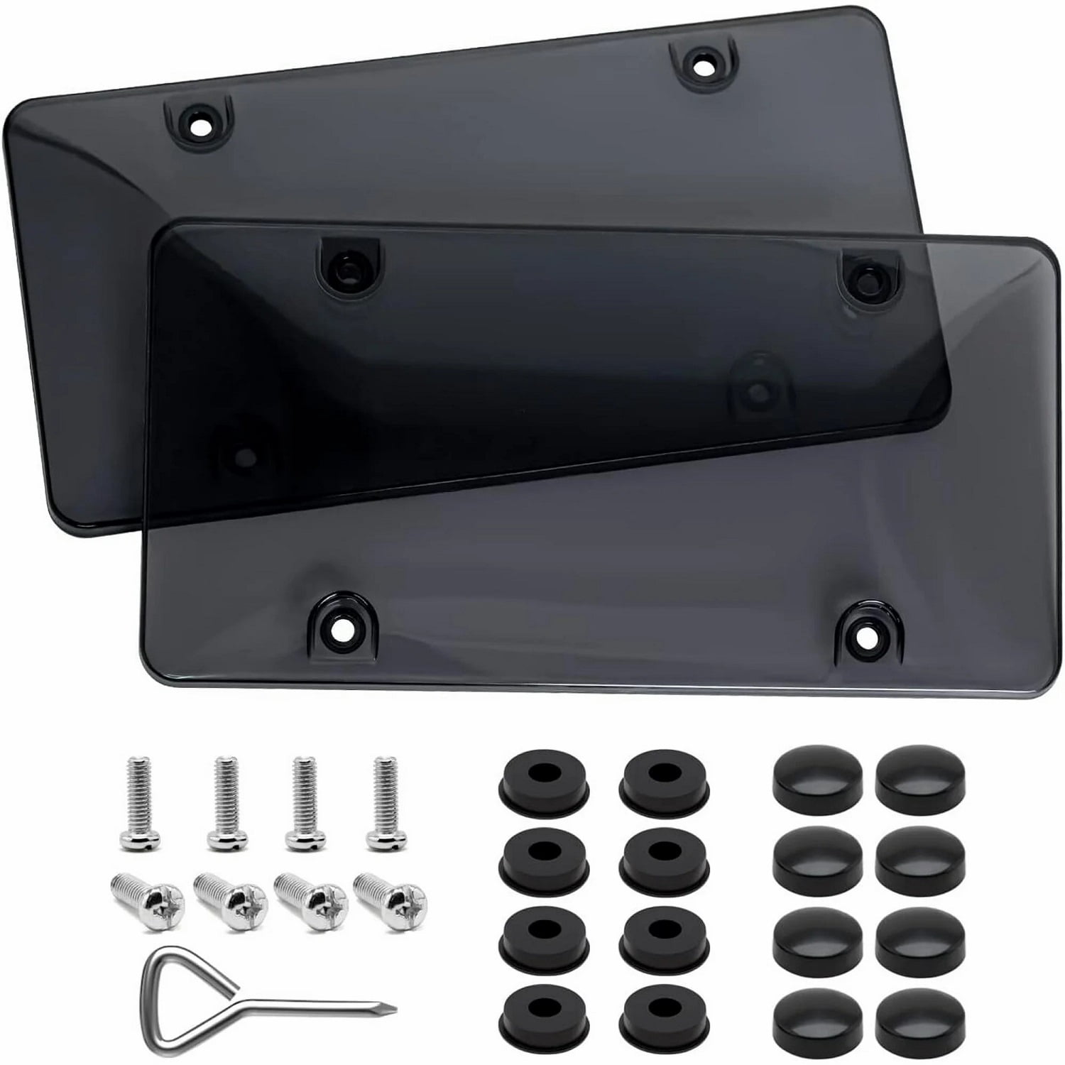 2 Pcs License Plates Cover Black Unbreakable Dark Design,Fits All ...