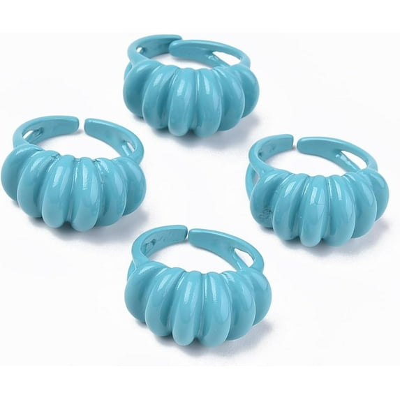 2 Pcs Light Sky Blue Alloy Steel Open Rings Statement Rings US Size 5 1 ...
