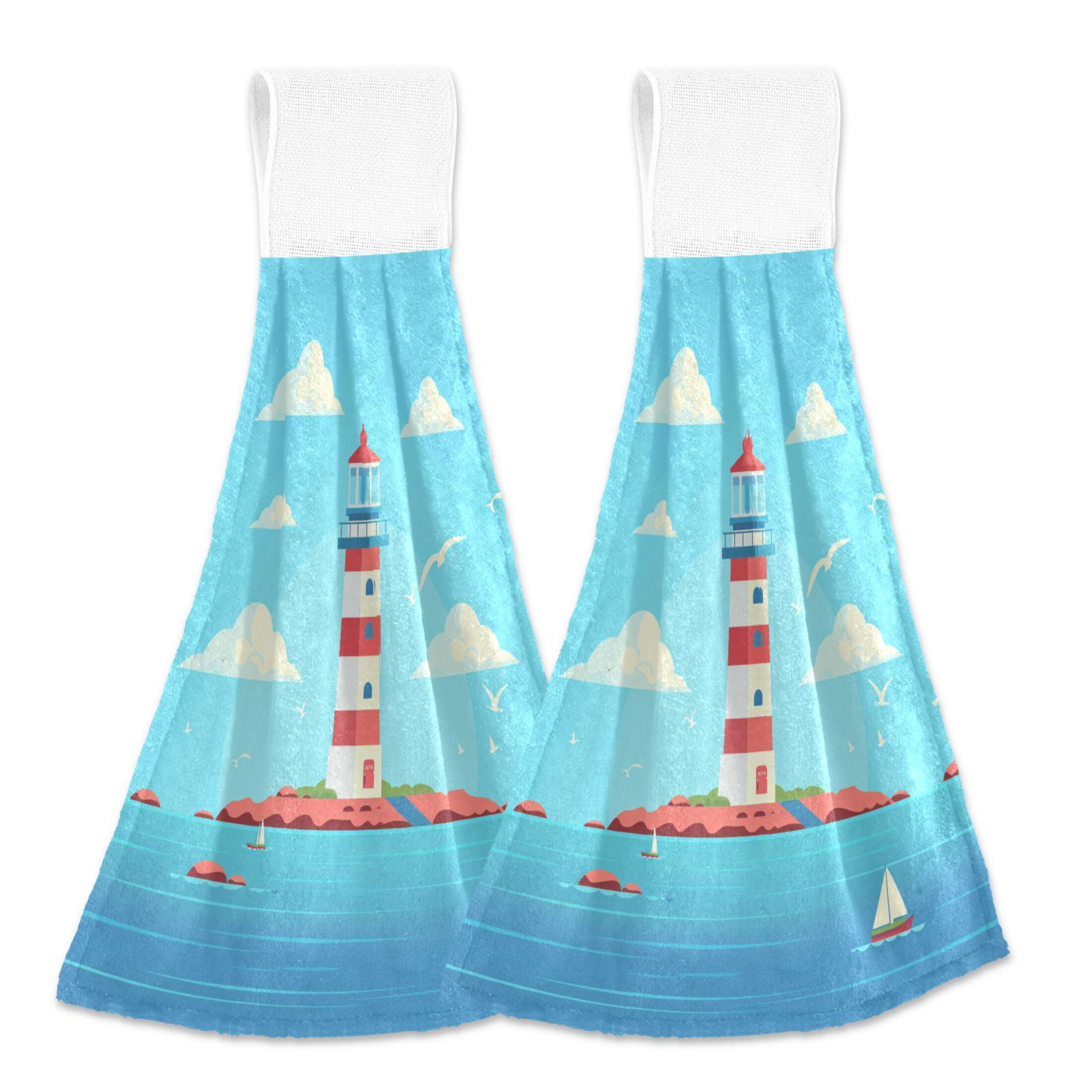 2 Pcs Lighthouse on Island Kitchen Hand Towels with Hanging Loops ...